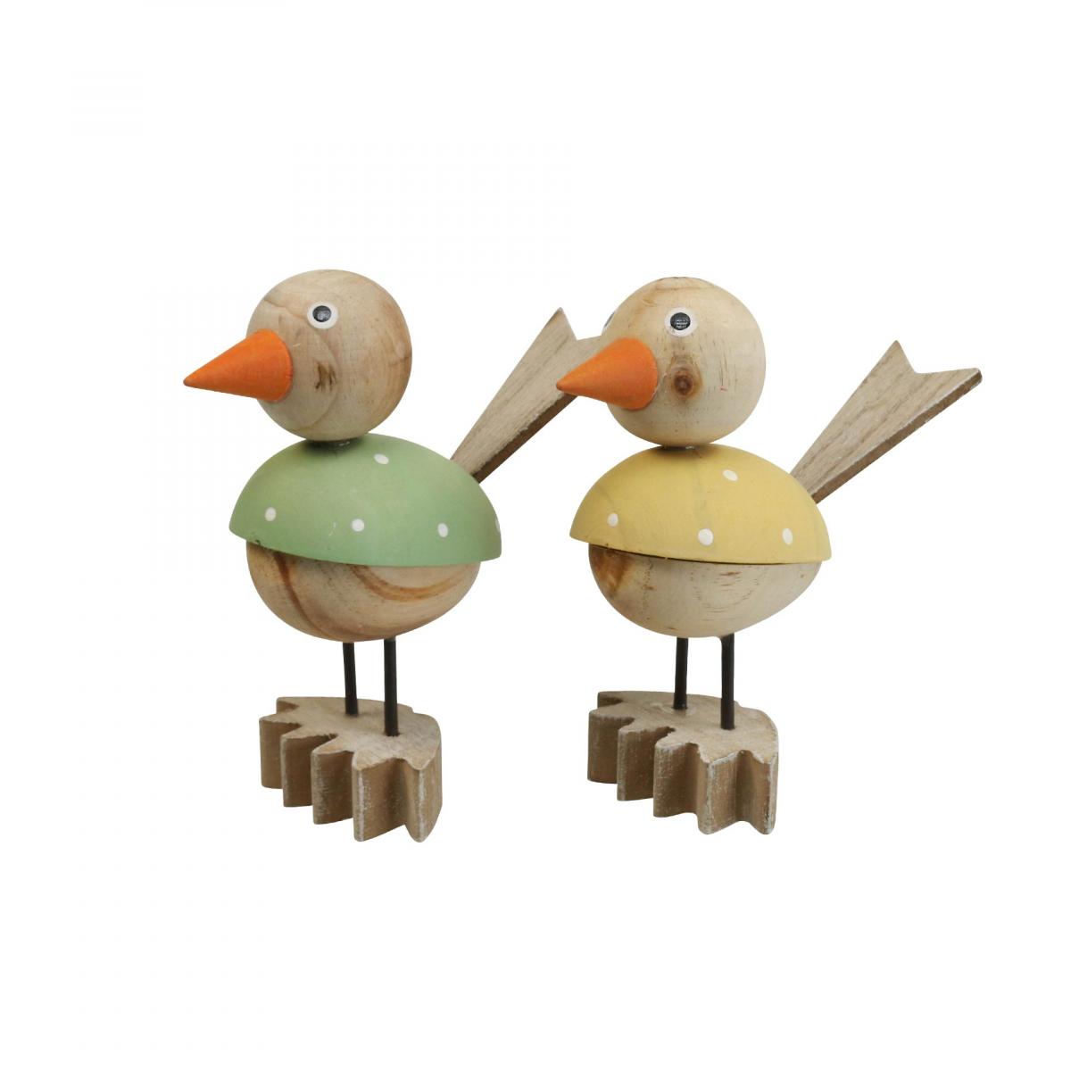 Floristik24.no Tre fugl deco figur vindusdekor vår gul/grønn H15cm 2stk ...