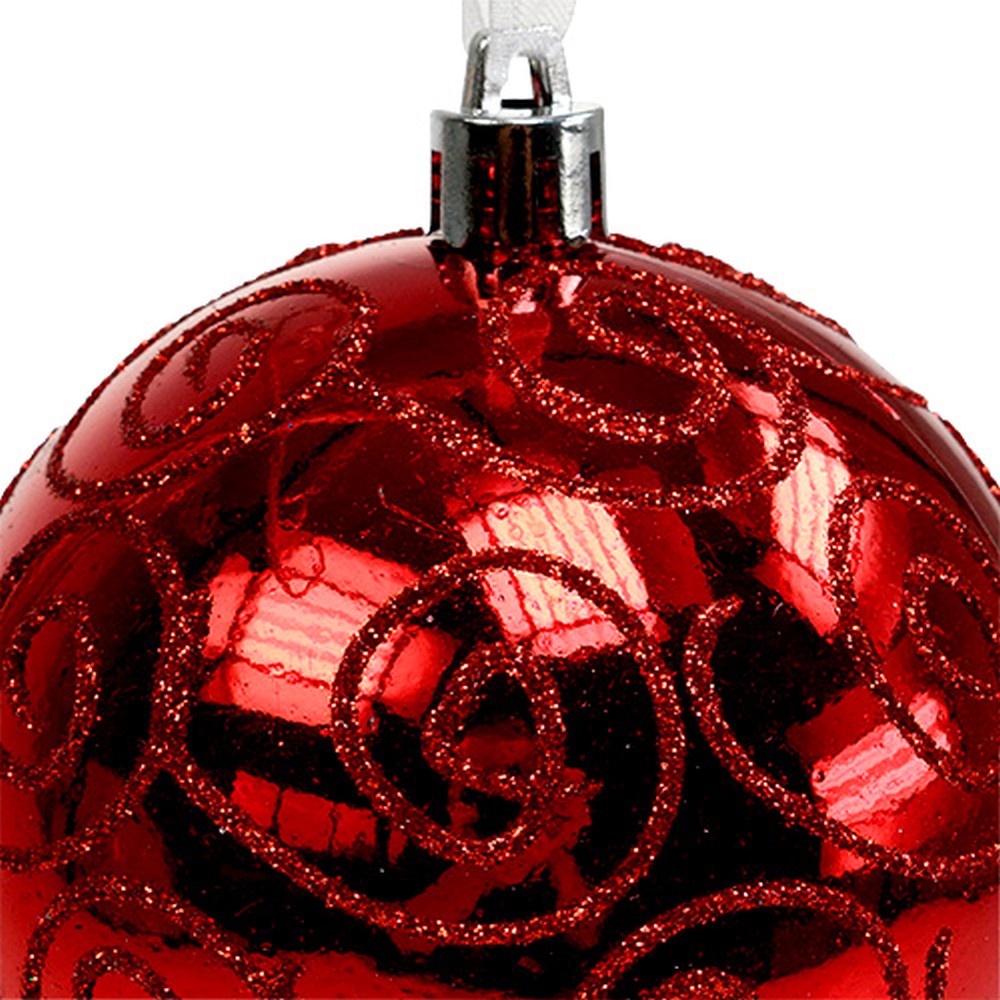 Floristik24.no Julekule Ø8cm rød med mønster 1p-025536