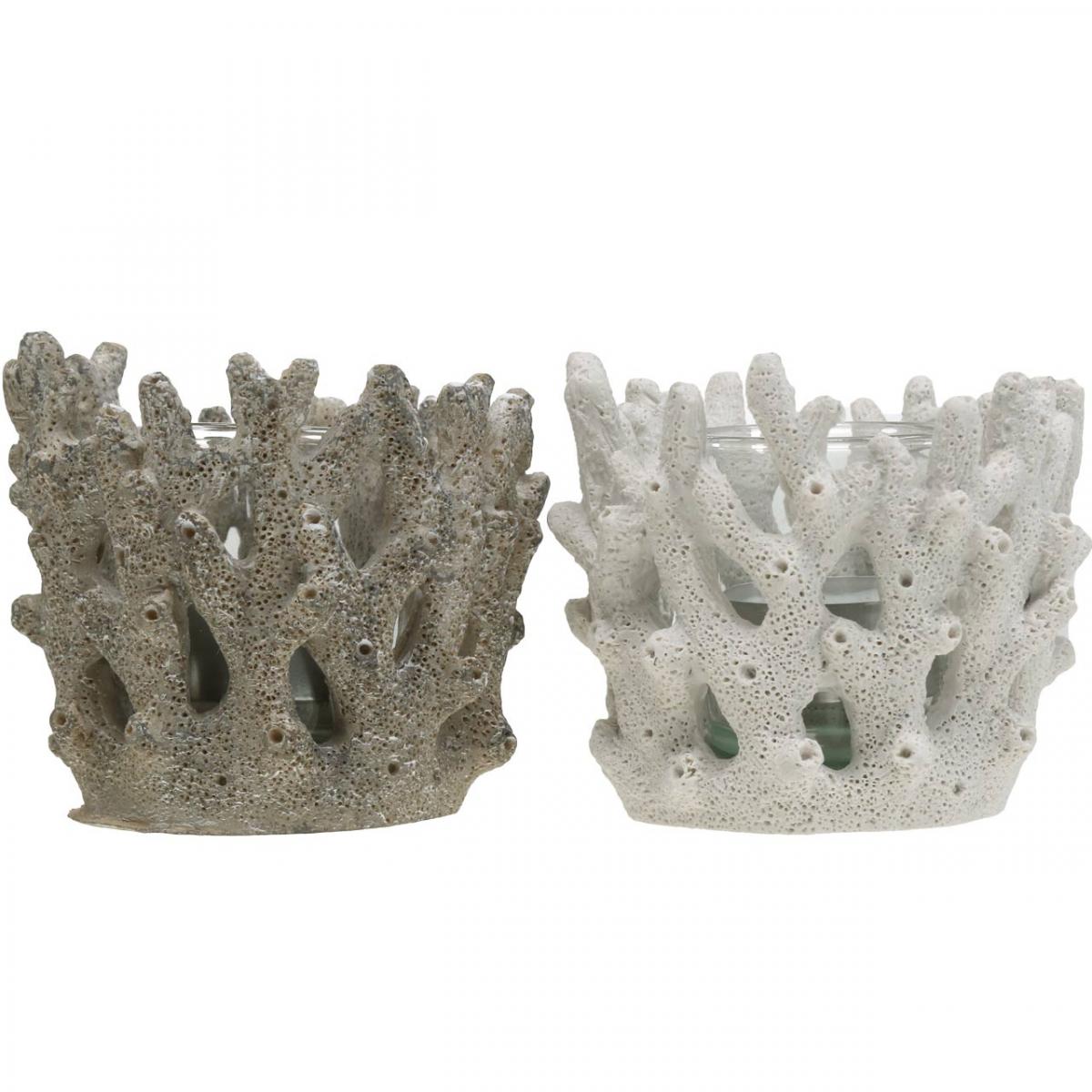 Floristik24.no Lykt med glass i koralldesign maritim dekorasjon hvit ...