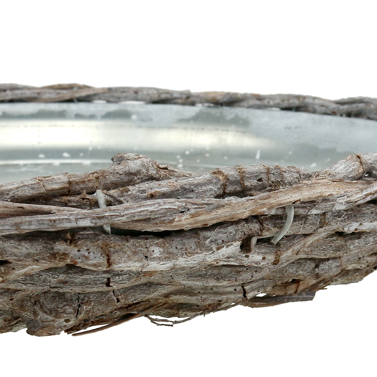 Floristik24.no Sinkplate med kurvkant, vasket grå Ø42cm-86712