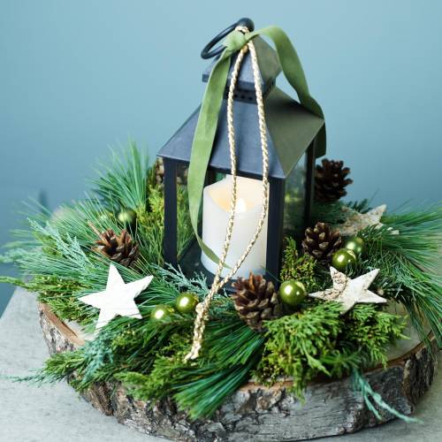 Floristik24.no Lykt med LED-lys sort 10,5×24cm